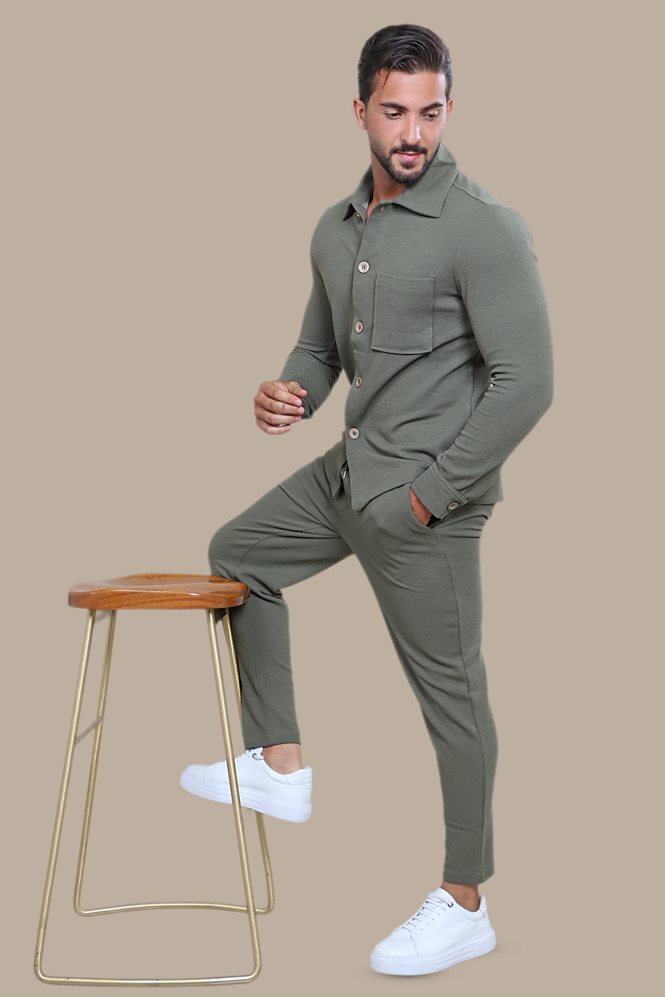Khaki Comfort: Twin Pocket Tracksuit
