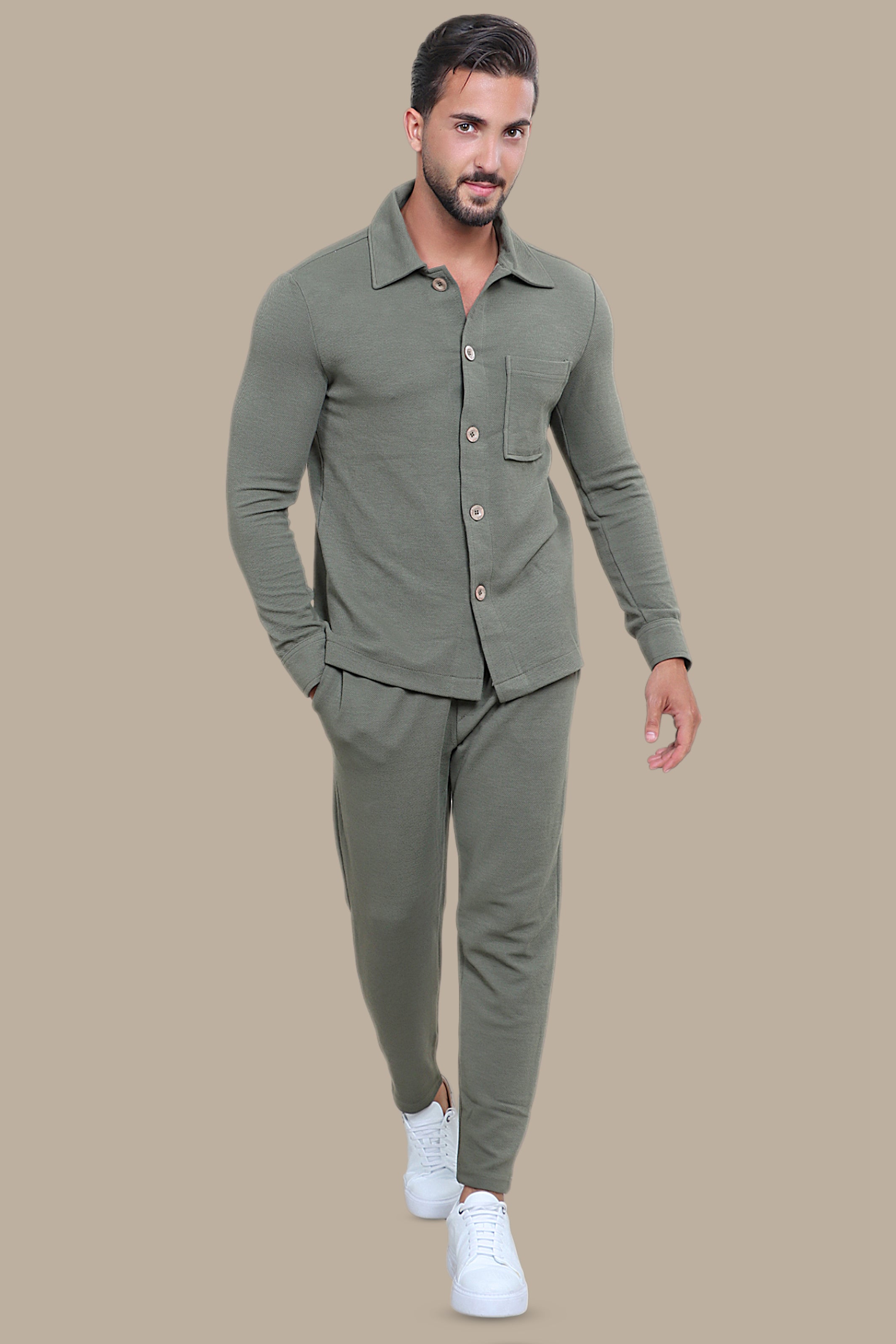 Khaki Comfort: Twin Pocket Tracksuit